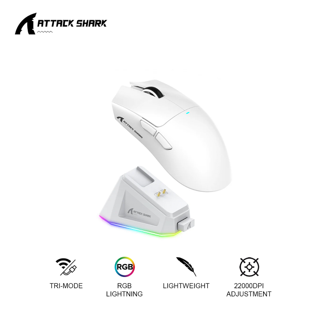Attack Shark X11 Gaming Mouse with Magnetic RGB Charging Dock PixArt ...