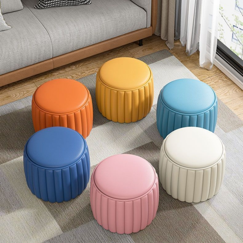 Leather square sofa stool mini living room bedroom small sofa chair ...
