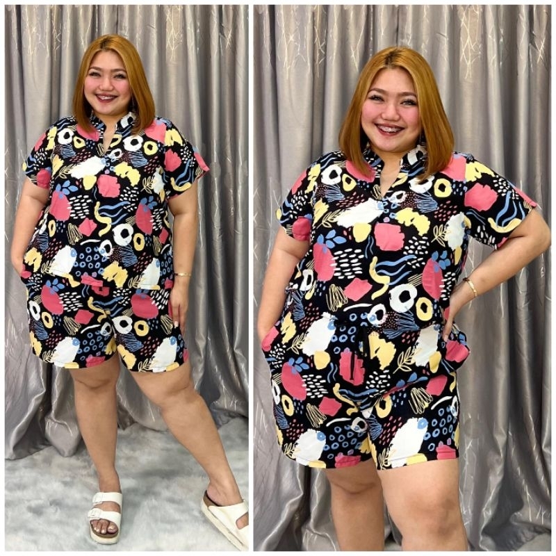 Plus Size Challis Terno Short (XL to 3XL) | Shopee Philippines