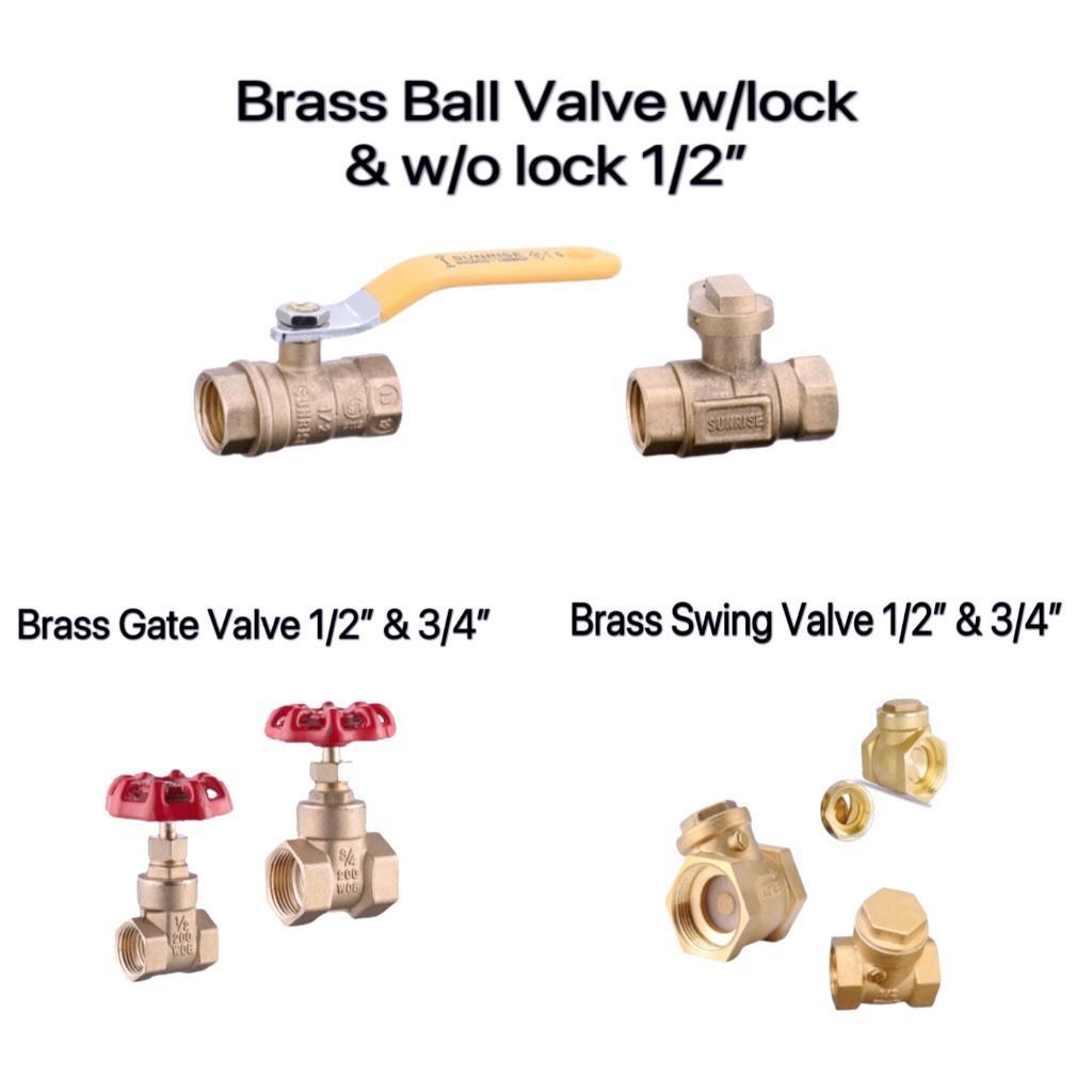 Sunrise Brass Ball Valve 1/2" / Gate Valve 1/2"-3/4" / Swing Check Valve 1/2"-3/4" | Shopee ...