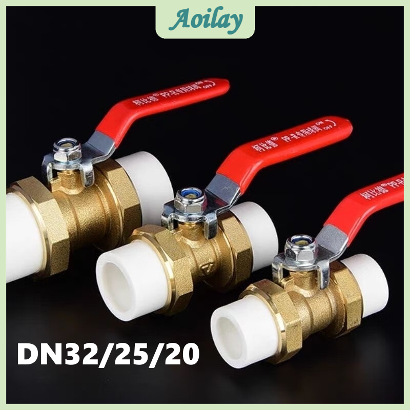3/4" 1" 1.2" PPR Brass Ball Valve Double Union Ball Valve PPR Pipe Switch Valve Coupler DN20/25/ ...