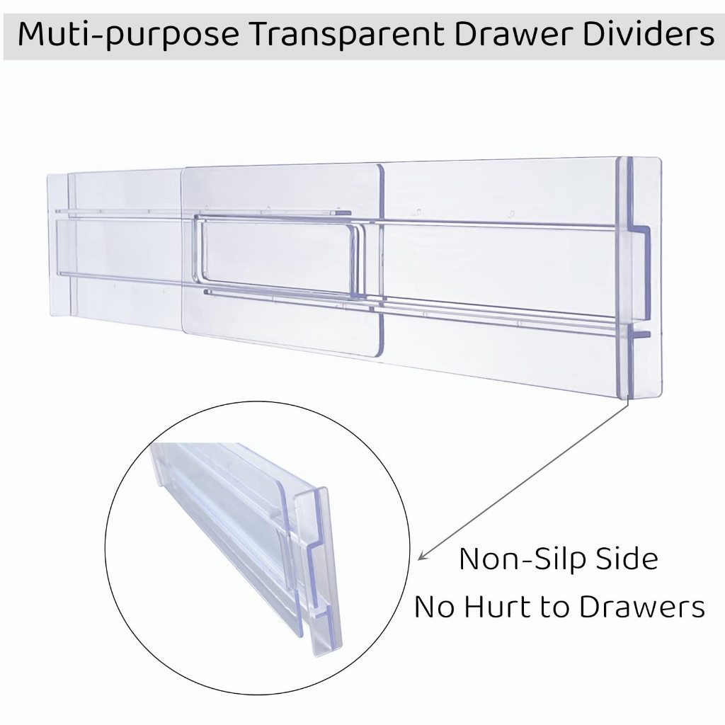 Acrylic Drawer Dividers Organizers Adjustable 3.2"High Expandable from ...