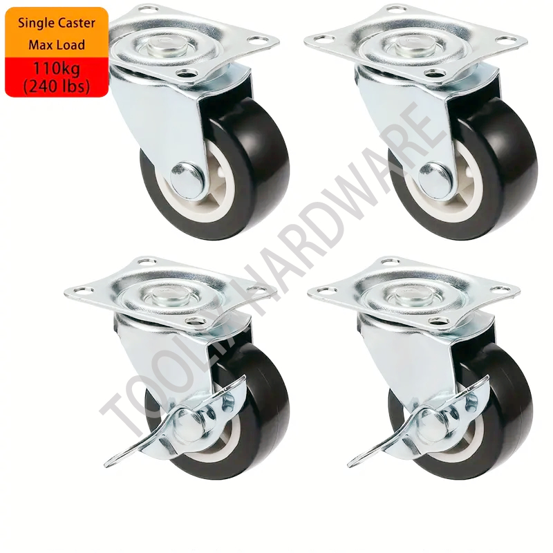 1.5-2.5 Inch Durable Heavy Duty Casters Wear Resistant Red PVC Material ...