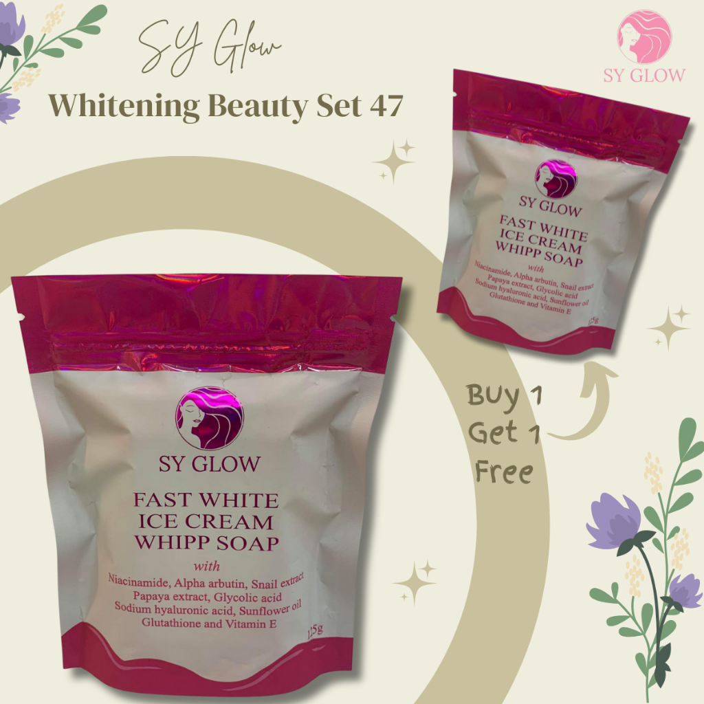 SY Glow Whitening Beauty Set 47 - Fast White Ice Cream Whipp Soap ...