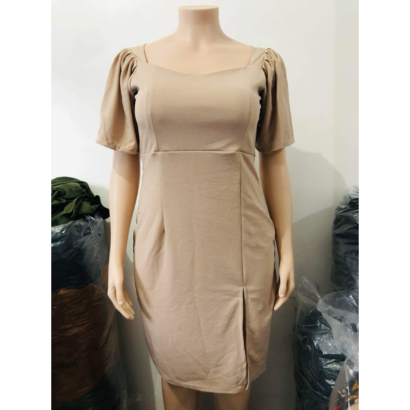 PLUS SIZE ABBY PUFF SLIT DRESS (XL TO 3XL) CREPE FABRIC ONE SIZE ONLY ...