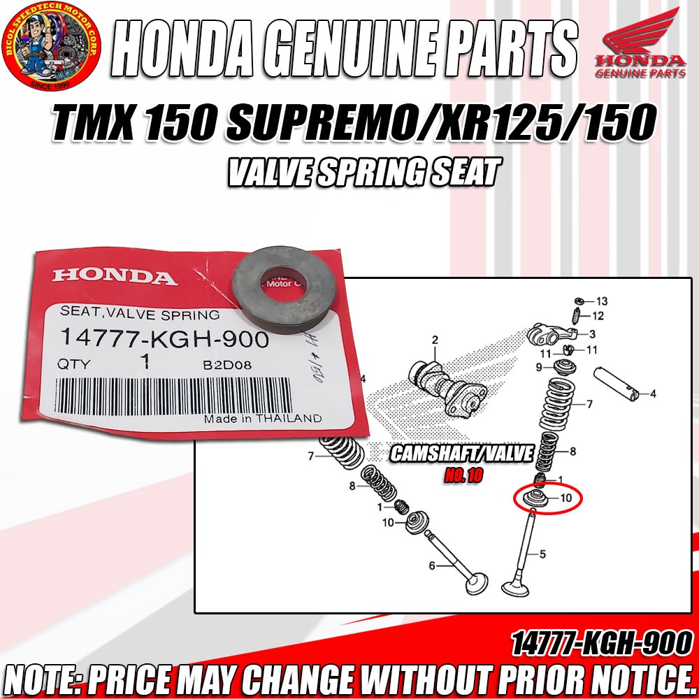 TMX 150 SUPREMO/XR125/150 VALVE SPRING SEAT (HPI) (GENUINE: 14777-KGH ...