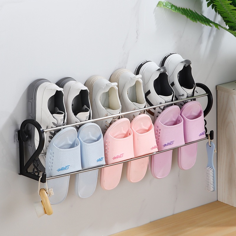 Door Back Shoe Rack Organizer Wall Mounted Slipper Rack Organizer Space ...
