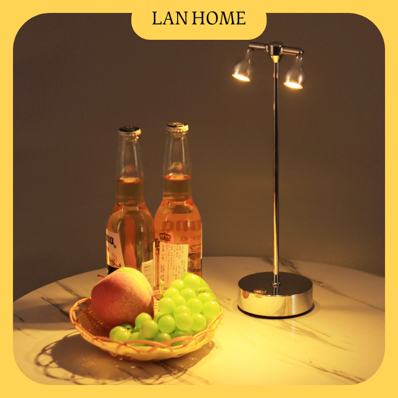 Table Lamp LED Display Lamp Spotlight Rechargeable Desk Lamp Two Head ...