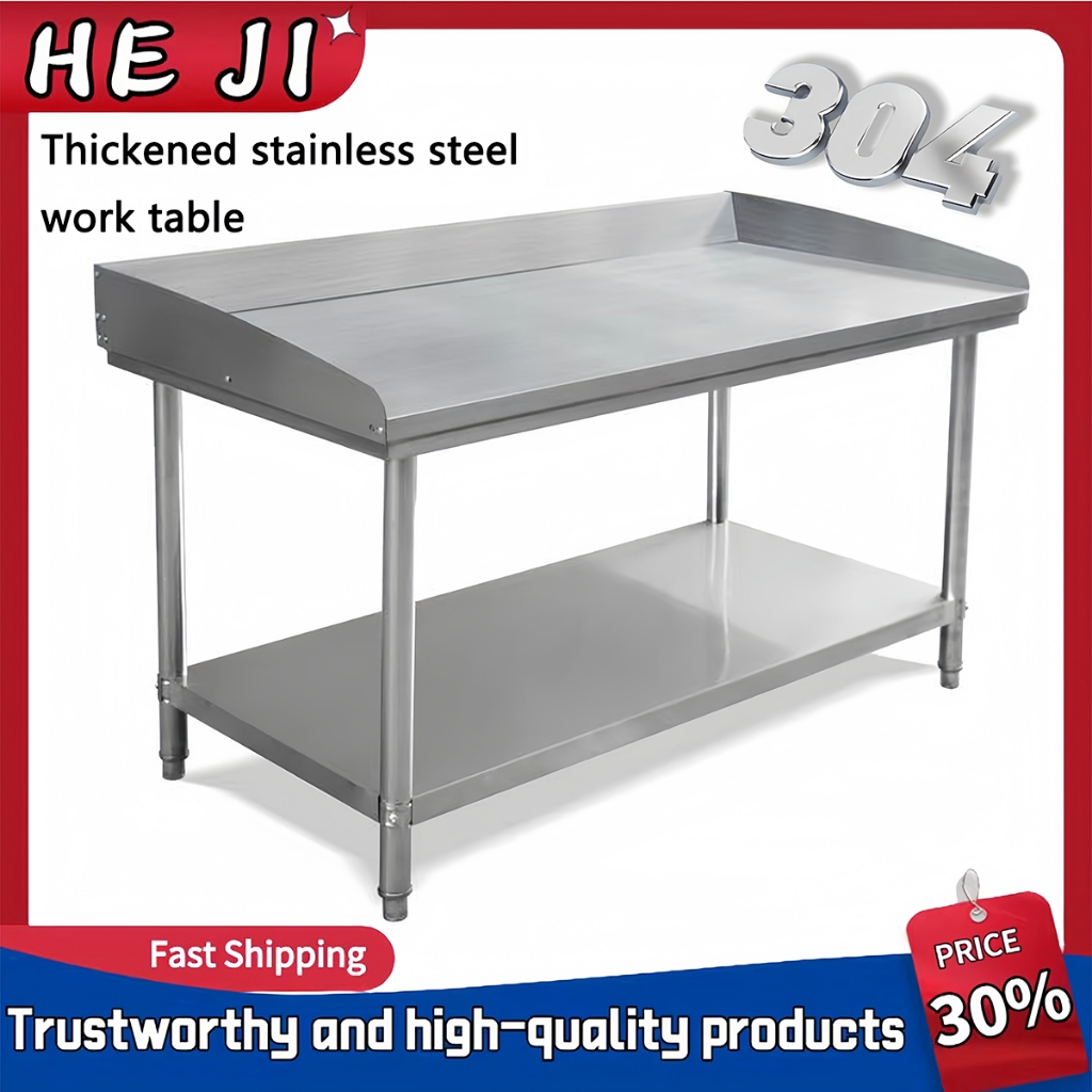 304 Stainless steel table kitchen double decker table high-capacity ...