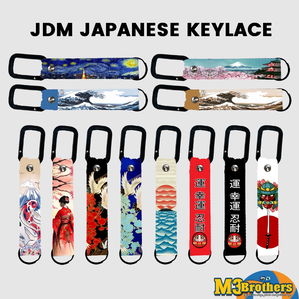JDM JAPANESE (TSUNAMI STARRY CRANE GEISHA FUJI SAMURAI DARUMA) KEYLACE ...
