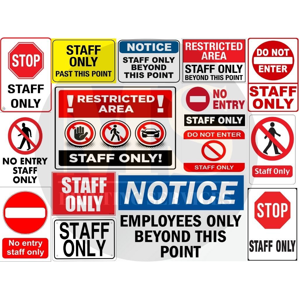 Staff Only Signage (Laminated Signage and Waterproof Vinyl Sticker A4 ...