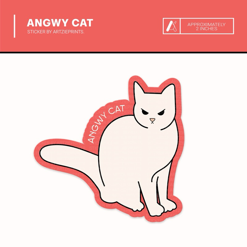 Angwy Cat Sticker | Matte Laminated Waterproof | For : Laptop | Journal ...
