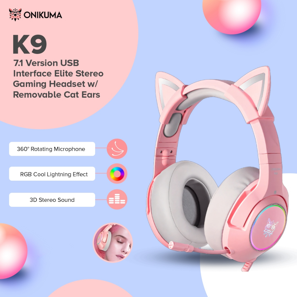 Onikuma K9 3.5 mm Pink Gaming Headset With Mic Noise Cancelling Gaming ...