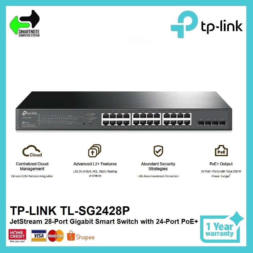 TP-LINK TL-SG2428P JetStream 28-Port Gigabit Smart Switch with 24-Port ...
