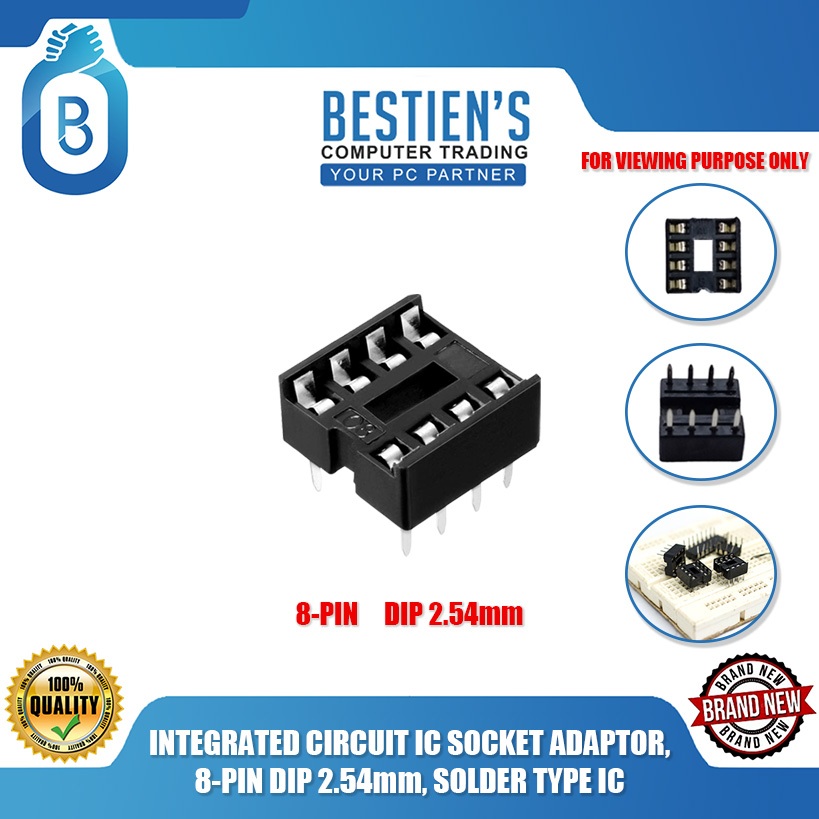INTEGRATED CIRCUIT IC SOCKET ADAPTOR, 8-PIN DIP 2.54mm, SOLDER TYPE IC ...