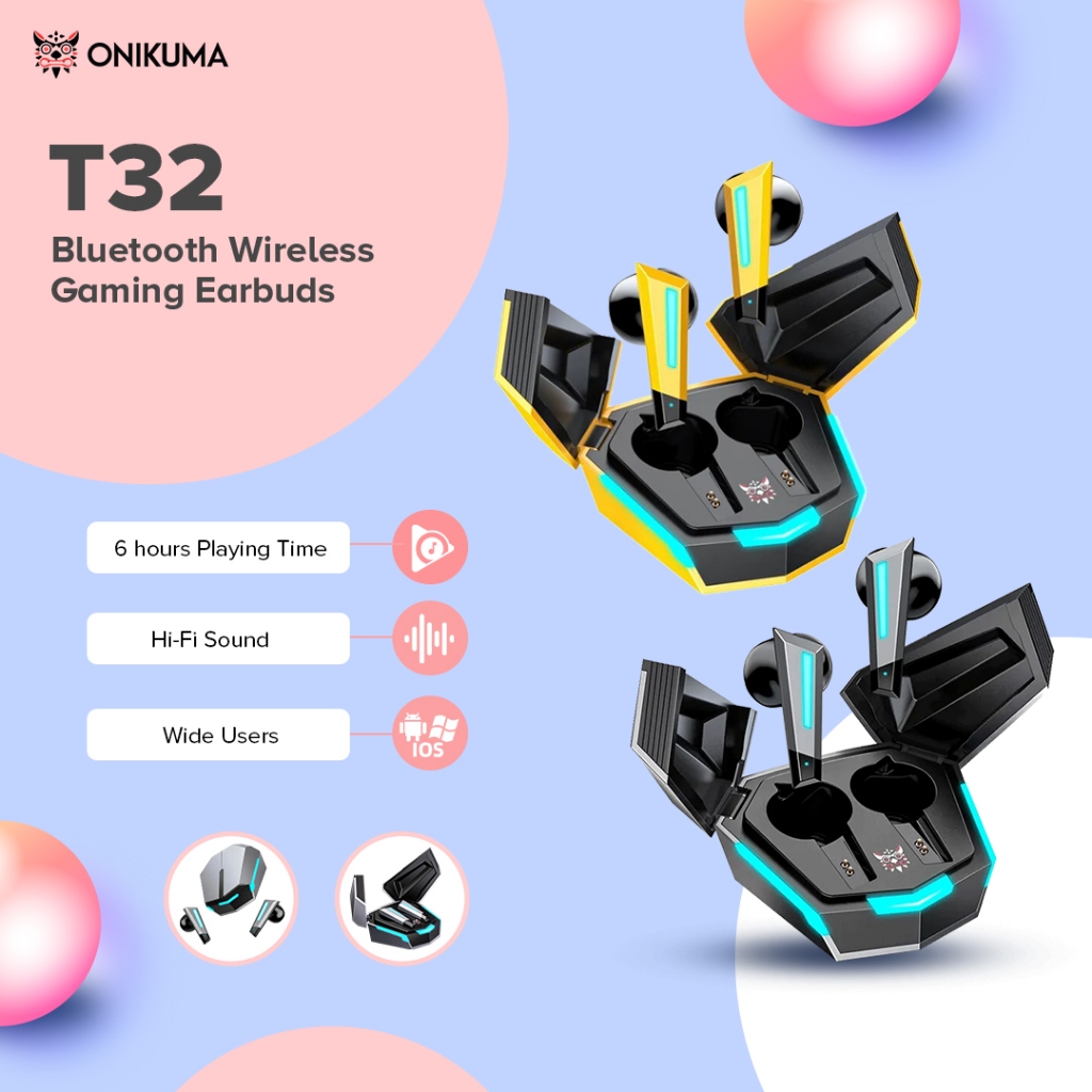 Onikuma T32 Bumblebee Gaming TWS Earbuds Gamer Cellular Gamer ...