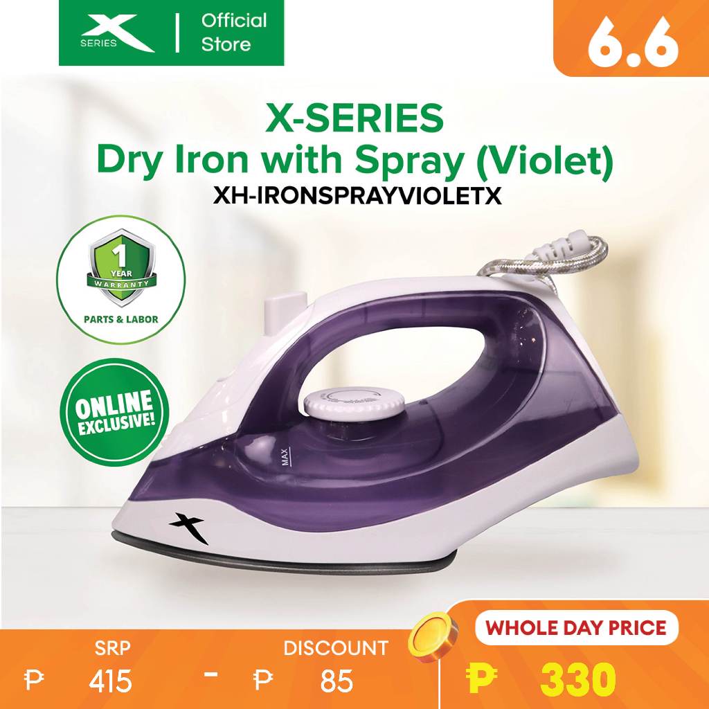 X-SERIES Dry Iron with Spray Ceramic Soleplate and Indicator Light ...