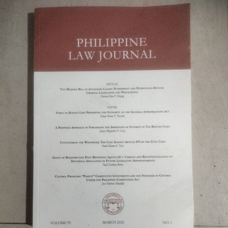 Philippine Law Journa volume 1l volume 95 March 2022 | Shopee Philippines