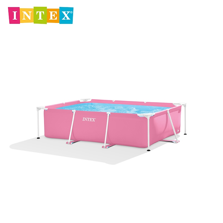 INTEX® 28266 Pink Rectangular Frame Pool (2.2m x 1.5m x 0.6m), Ages 6 ...