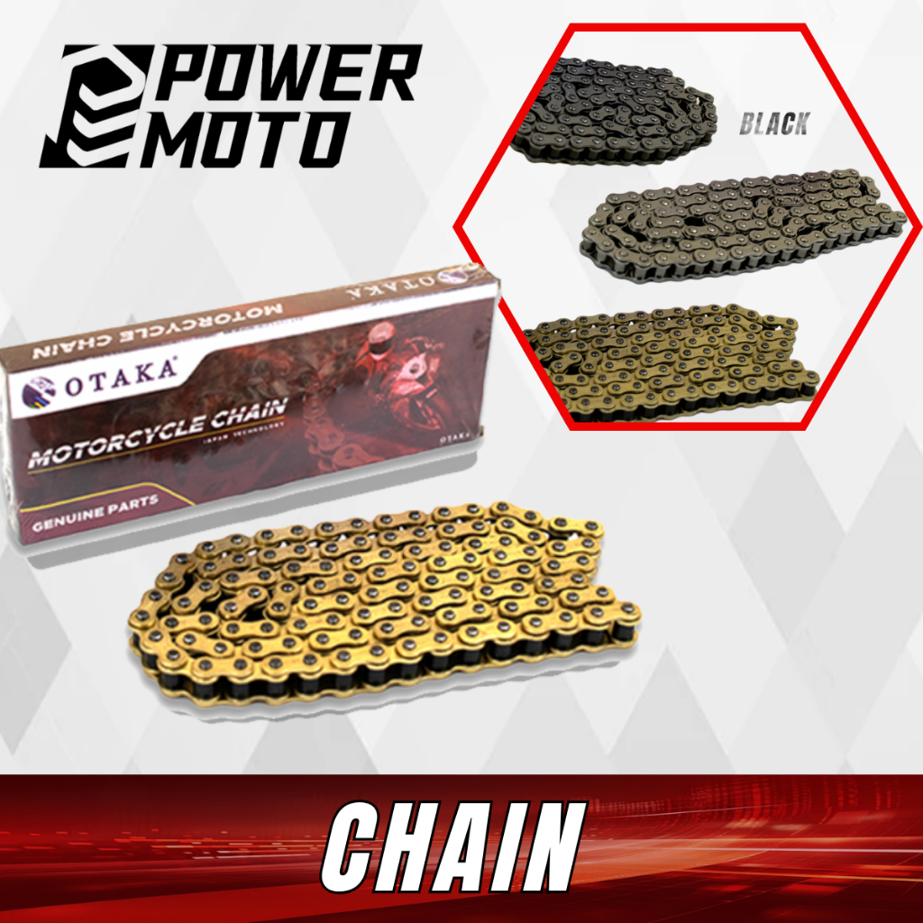 OTAKA CHAIN FOR MOTORCYCLE BLACK GOLD SILVER SUPER HEAVY DUTY CHAIN 428 ...