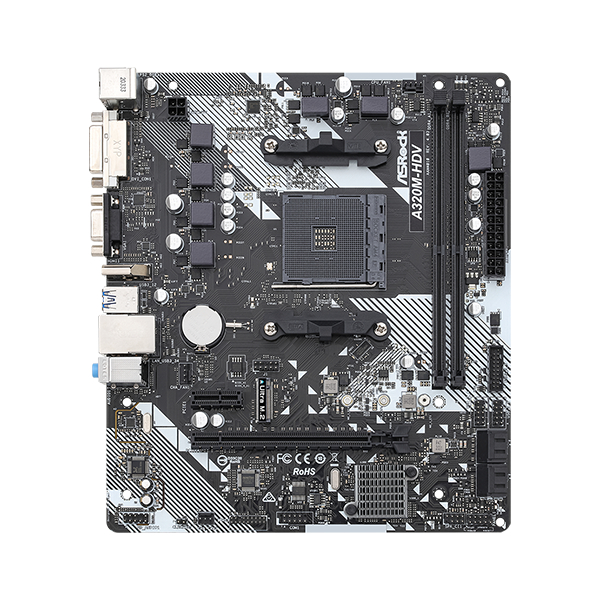 ASROCK A320M-HDV R4.0 Motherboard AMD AM4 Socket Ultra M.2 32 Gb/s ...