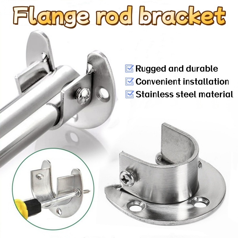 Stainless steel wardrobe rod bracket closet flange rod socket support ...