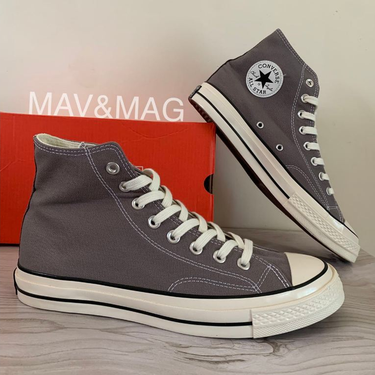 Gray Chuck Taylor Converse High Cut Sneakers For Men & Women [with BOX ...