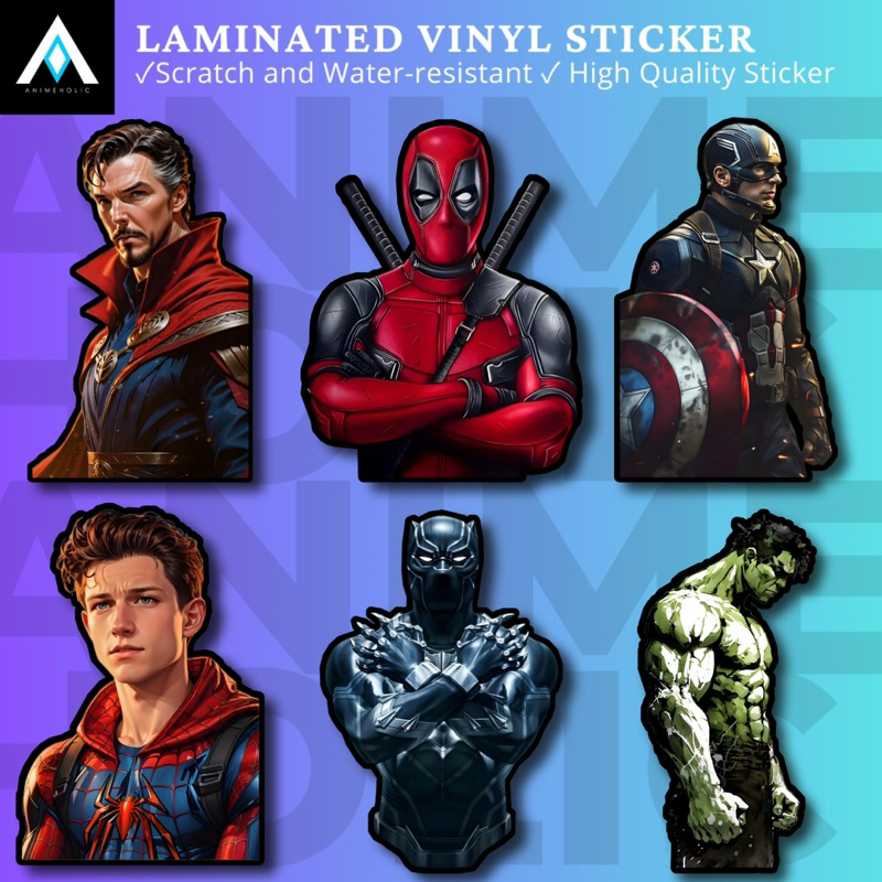 MARVEL SUPERHEROES STICKERS ~ LAMINATED VINYL STICKERS ANIMEHOLIC ...