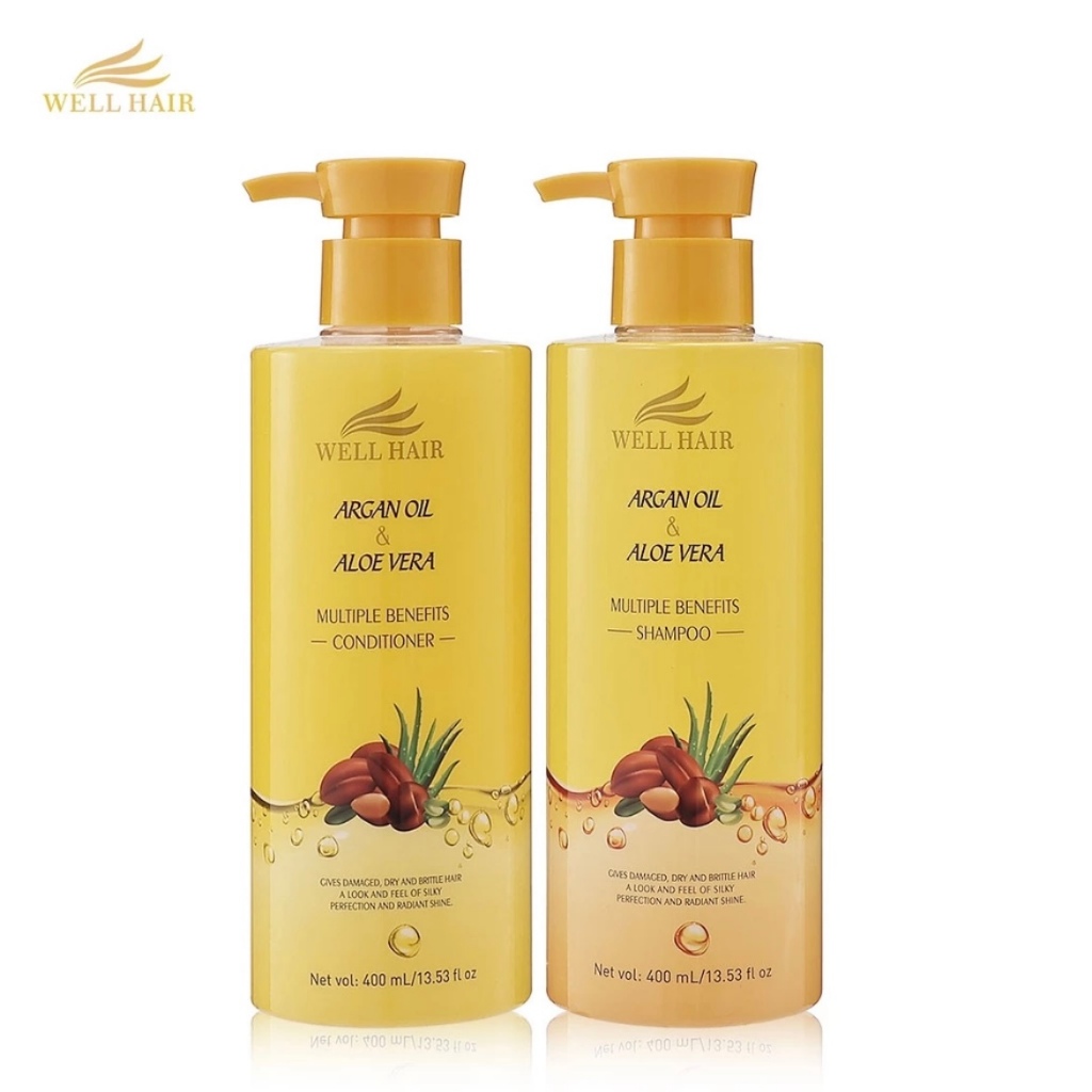 WELL HAIR ARGAN OIL & ALOE VERA Shampoo Conditioner Anti-Dandruff 400ML ...