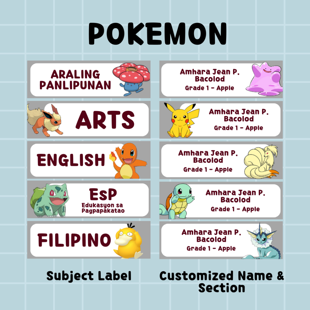 Customized Subject & Name Label Stickers Set | Shopee Philippines