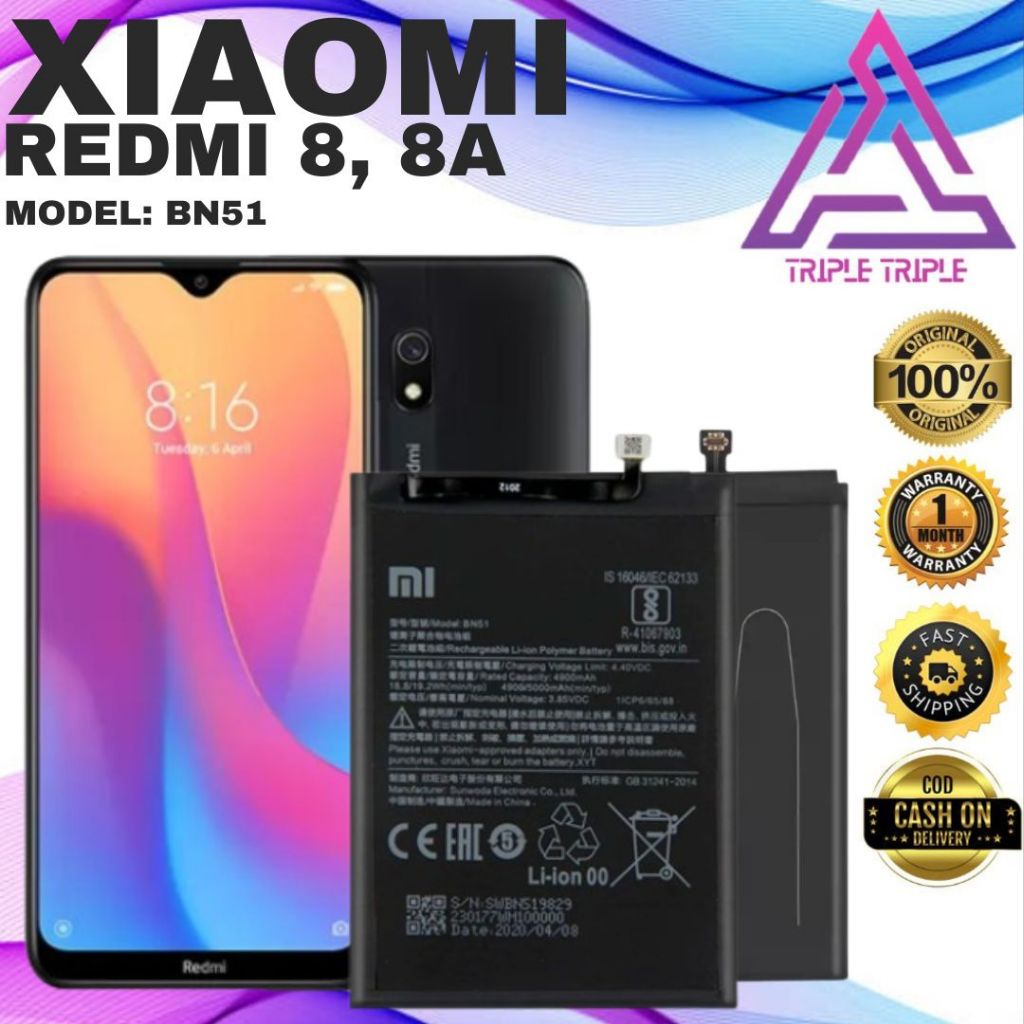 Xiaomi Redmi 8, 8A Original Battery. Battery Model BN51, Capacity ...