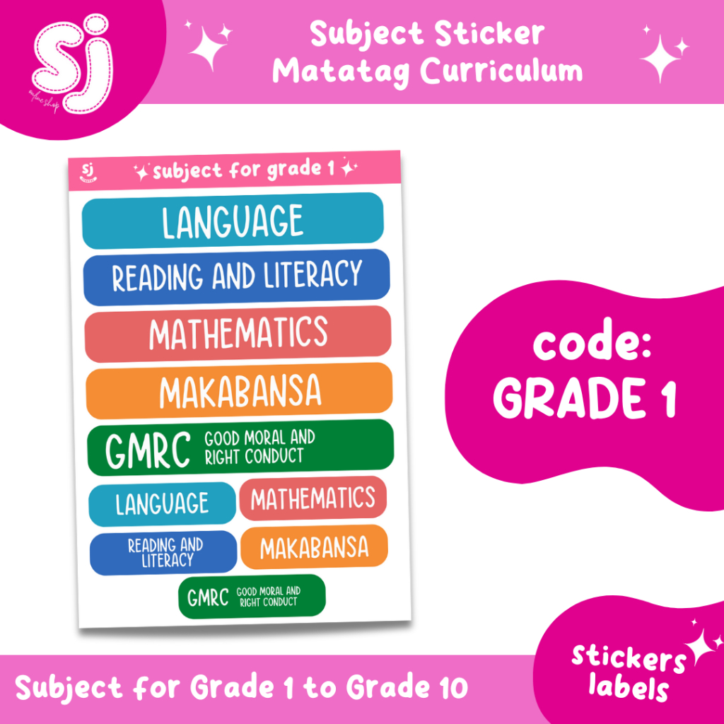 Subject Sticker for Grade 1-10 | Stickers for Notebook | Subject ...