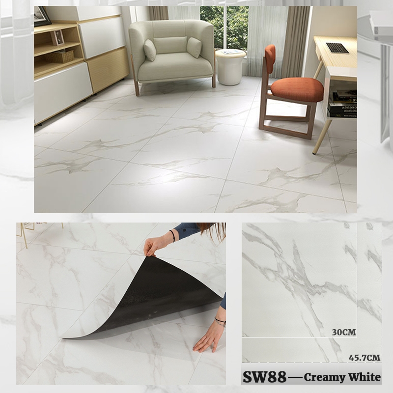 PVC vinyl tile flooring self adhesiv Marble Design tile floor sticker ...