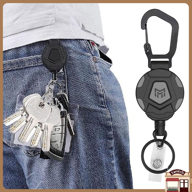 Heavy Duty Retractable Keychain with 31.5'' Coated Steel Cord Bearing ...