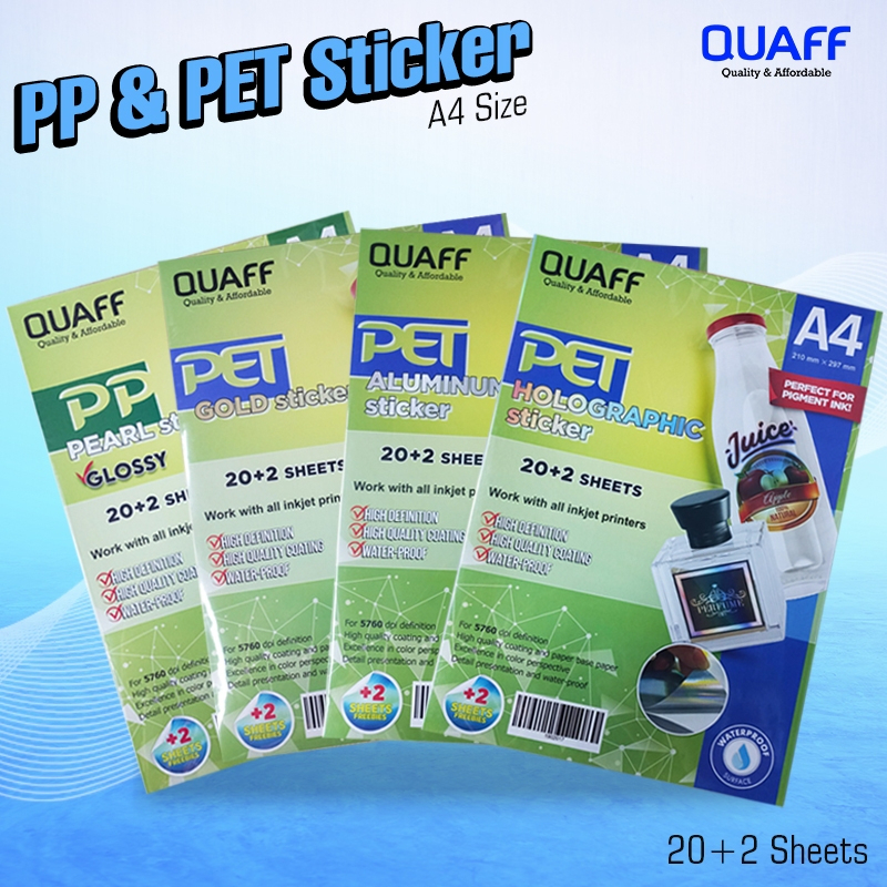 Quaff A4 Size PP Pearl Sticker PET Aluminum Label Stickers Inkjet 20 ...