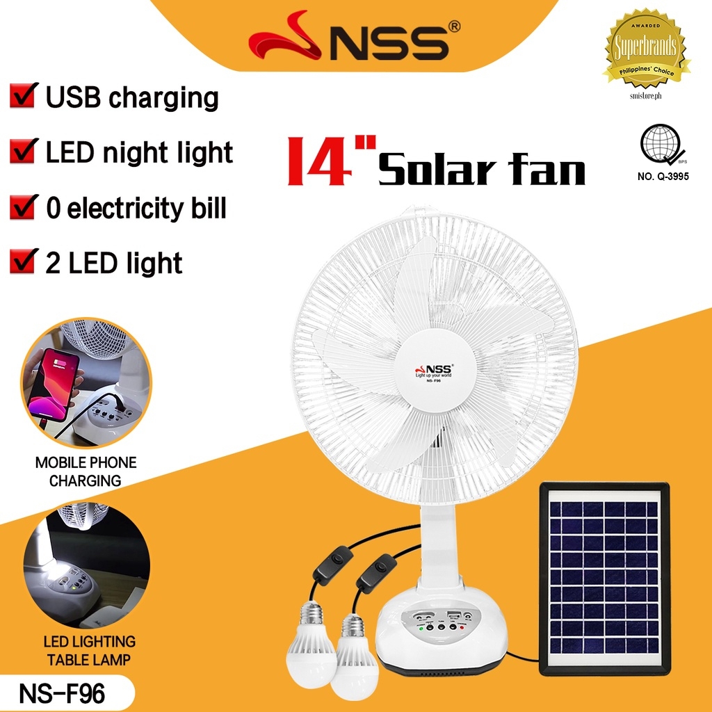 Nss 14'' Solar Electric Fan 9V 5W Solar Panel 2pcs 3w Free Emergency ...