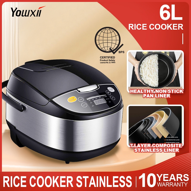 Yowxii LCD Stainless Rice Cooker 6L Large Capacity Standard ...