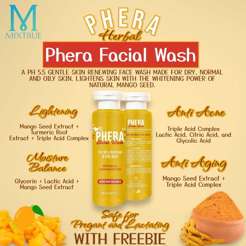 Phera Facial Wash Mixtrue Beauty Facial cleansing | Shopee Philippines
