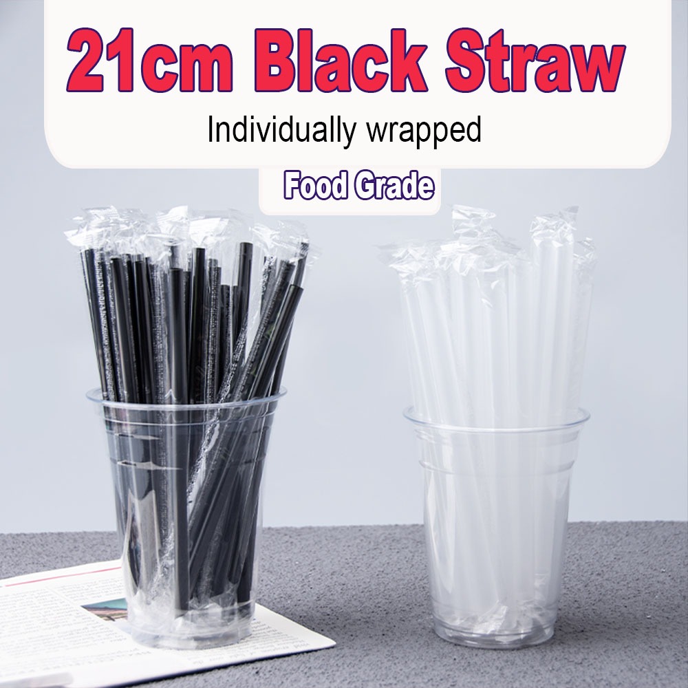 100 PCS Disposable Milk Tea Straws 6mm*21cm Fruit Juice Straws ...