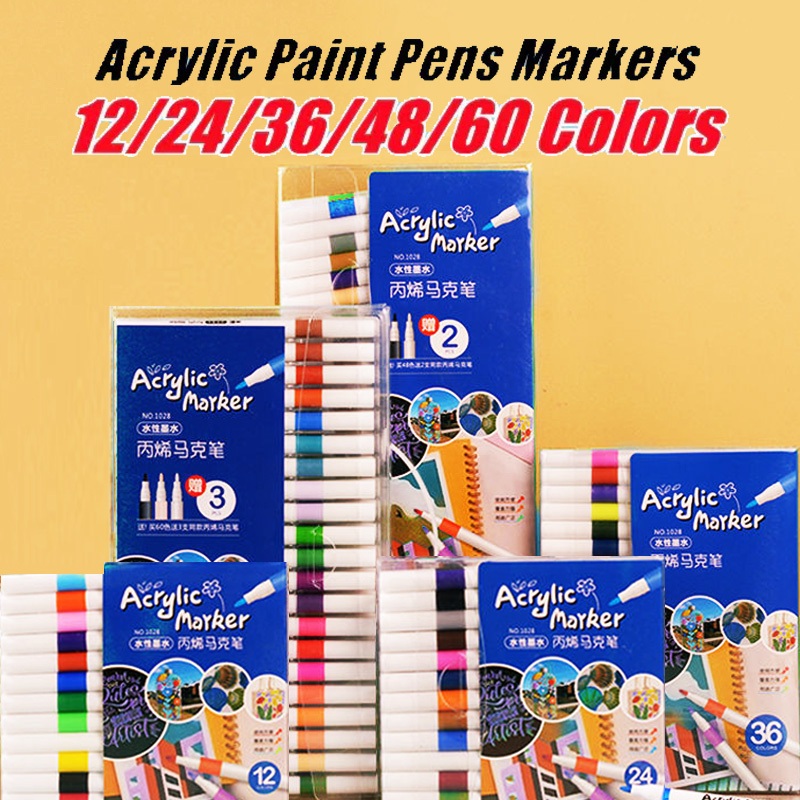 12/24/36/48/60/80 Colors Acrylic Marker Pen Coloring Pen Highlight ...