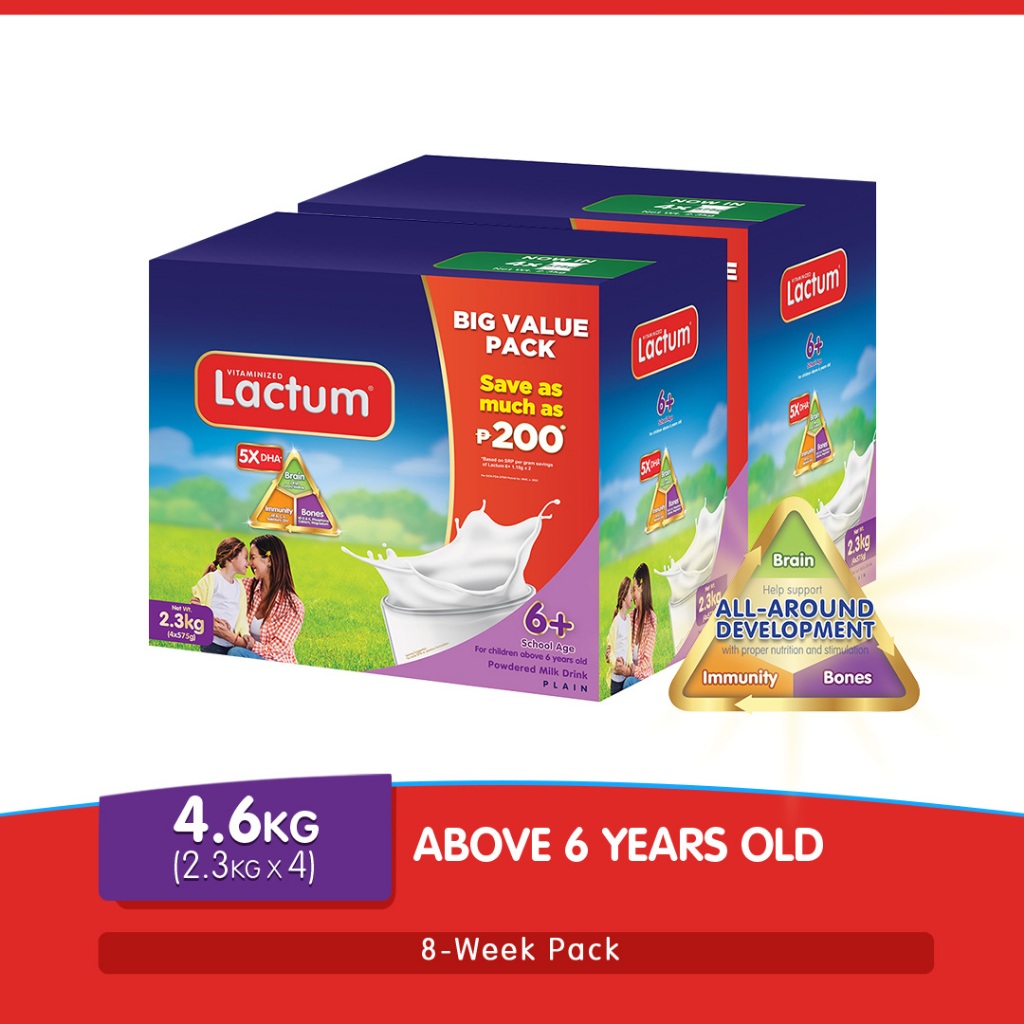 Lactum 6+ Plain Powdered Milk Drink for Children 6 Years Old and Above ...