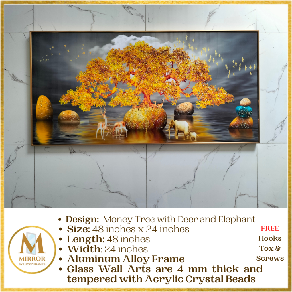 Money Tree / Fortune Tree Wall Decor Aluminum Alloy Frame 48 inches x ...