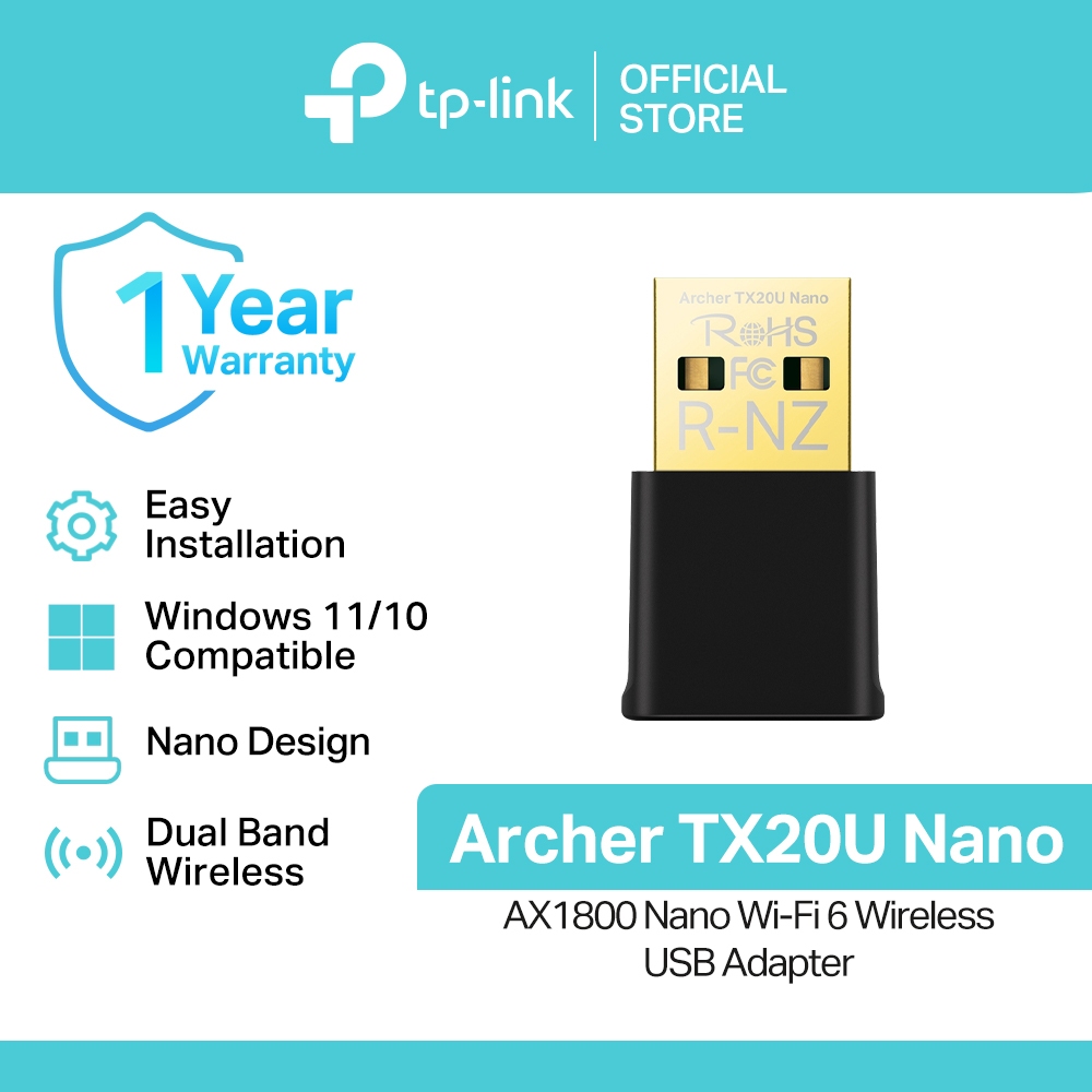 TP-Link | Archer TX20U Nano | AX1800 | Wi-Fi 6 | Wireless | WiFI | Receiver | Dongle | USB ...