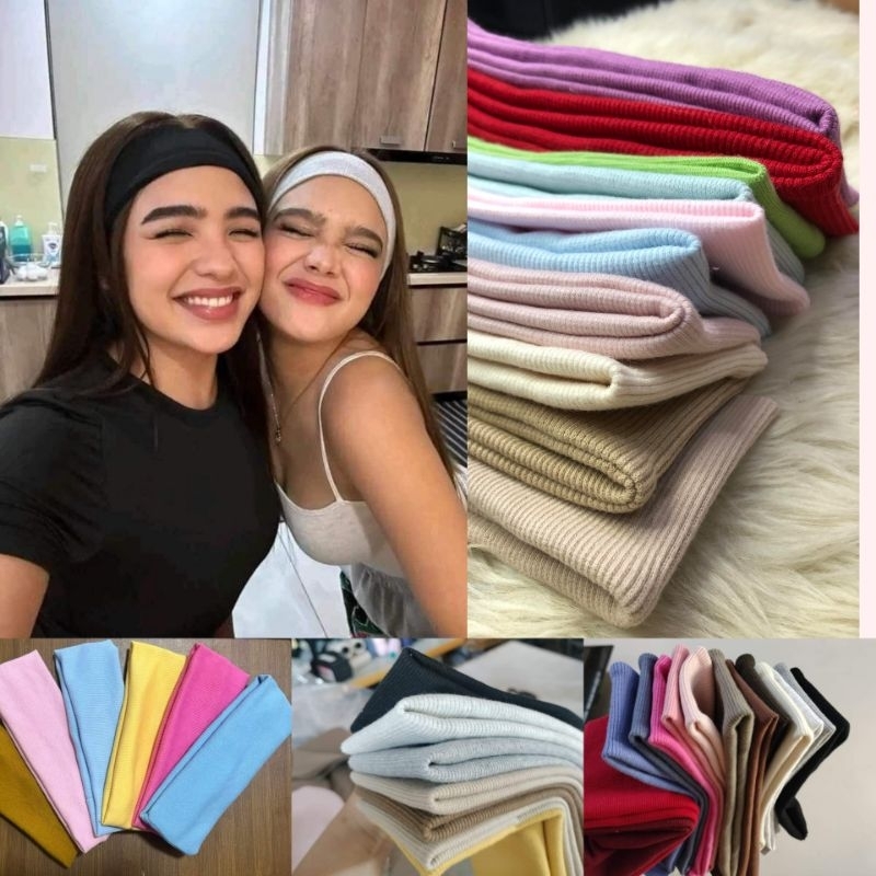 SMFH TRENDY HAIR TURBAN PLAIN Y2k Vibes Korean cotton Knitted Fabric ...