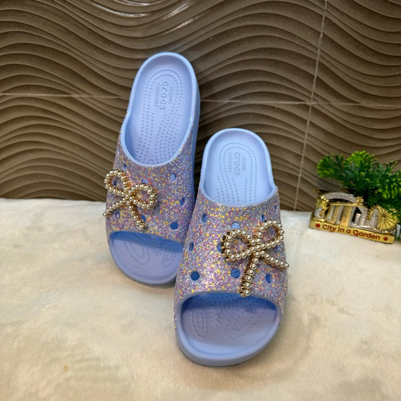 Original Crocs Platform Slide in Blue Calcite Glitter | Shopee Philippines
