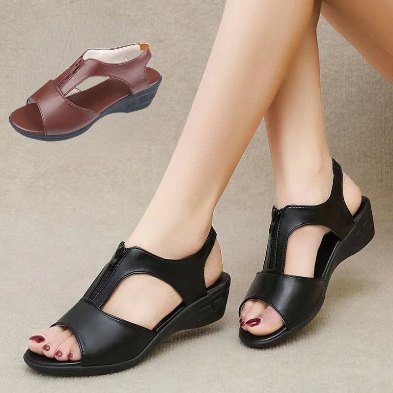 Size 36-41 Women's Fashion Middle Heel Sandal Peep Toe Roman Shoes ...