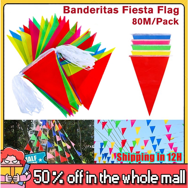 80Meter Banderitas Fiesta Flag Birthday Party Grand Opening Party ...