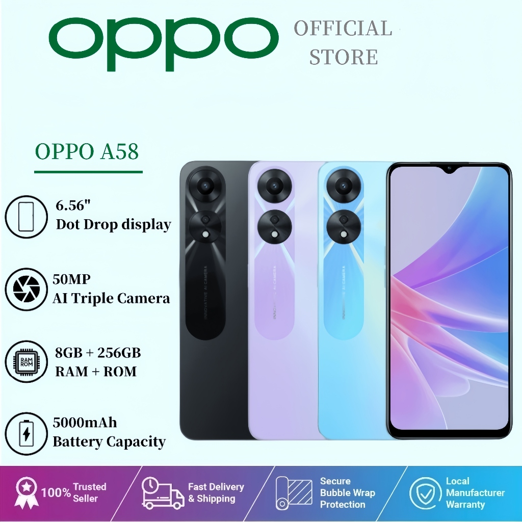 OPPO A58 5G 8GB RAM+256GB ROM Cellphone | 6.56" Display | 50MP Camera ...