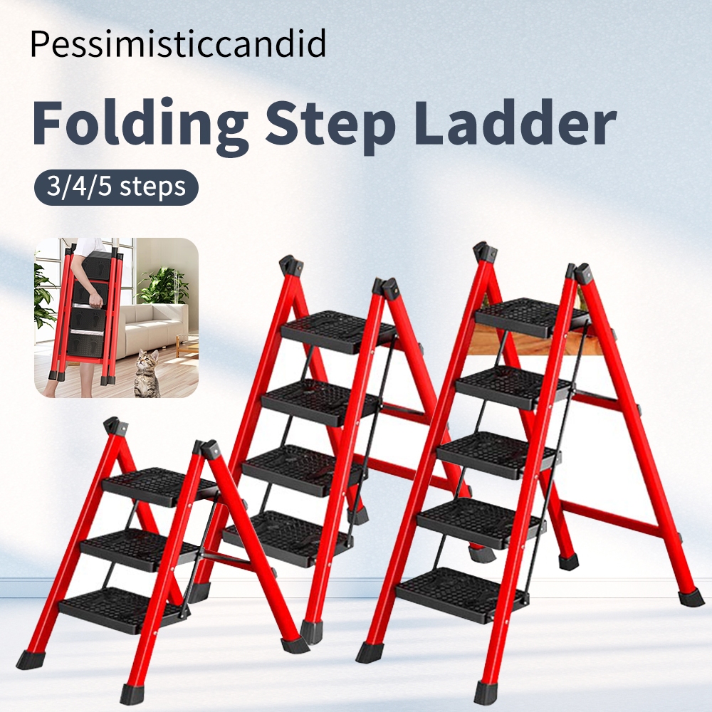 3/4/5 Steps Ladder Foldable Aluminum Heavy Duty Hagdanan Folding Step Portable Ladder | Shopee ...