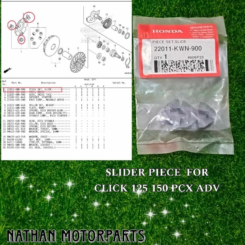 SLIDER PIECE SET 3PCS FOR HONDA CLICK 125/150 | Shopee Philippines